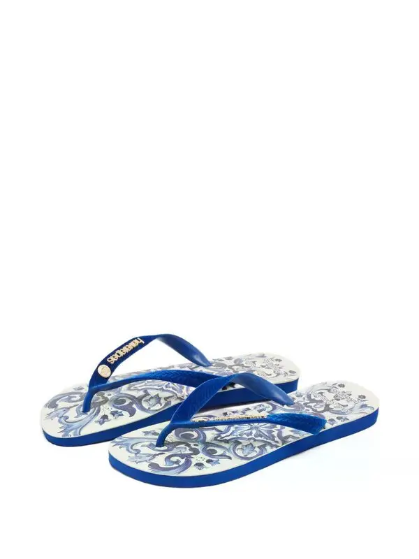 Dolce & Gabbana Branded Velvet Flip-flops