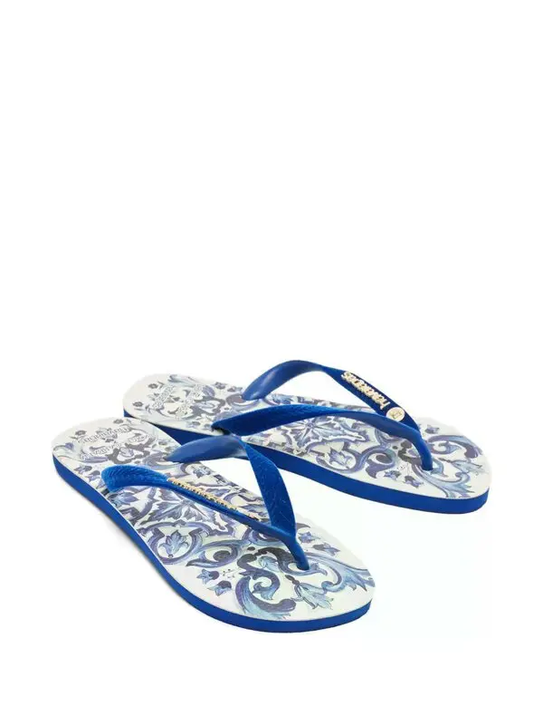 Dolce & Gabbana Branded Velvet Flip-flops