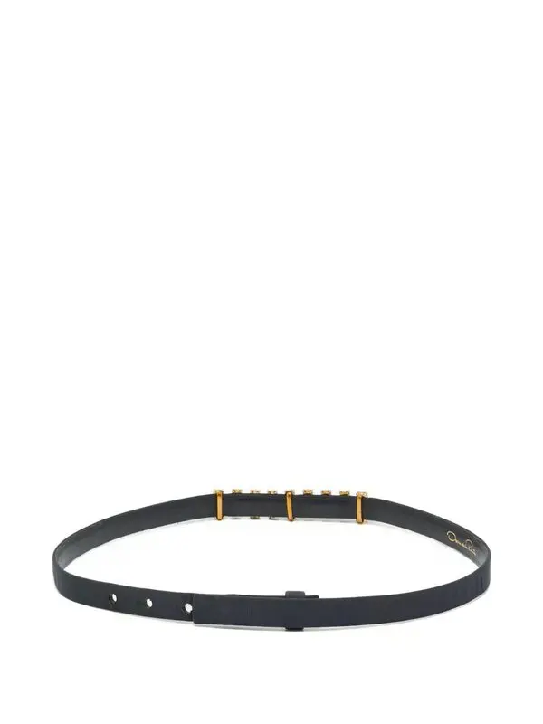 Oscar De La Renta Satin Crystal Belt - Blue