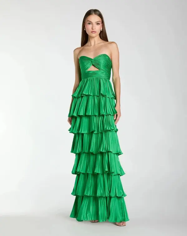 Mac Duggal Strapless Tiered Ruffle Gown