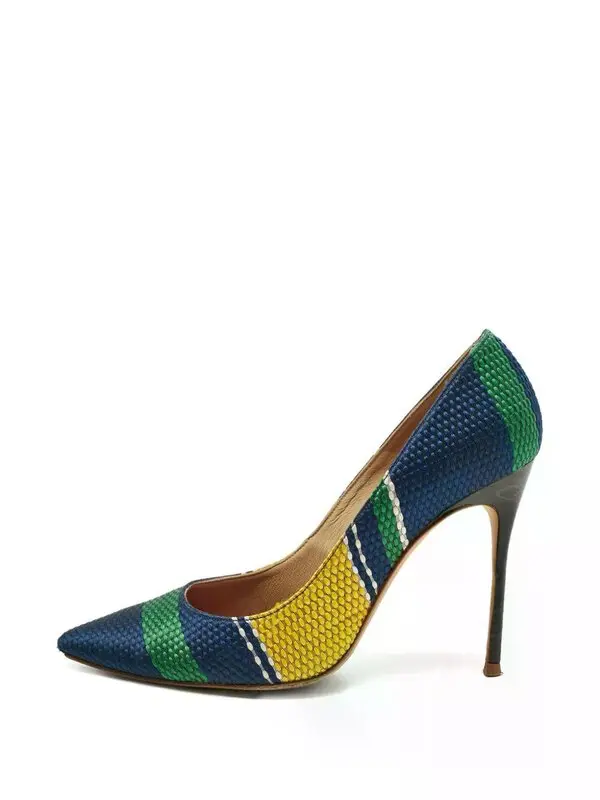 Carolina Herrera Woven Stripe Pointed Pumps