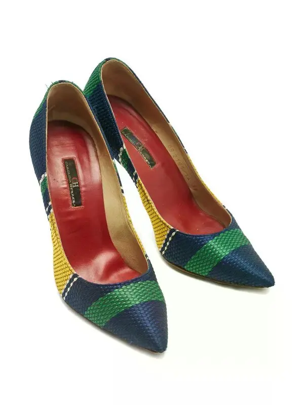 Carolina Herrera Woven Stripe Pointed Pumps