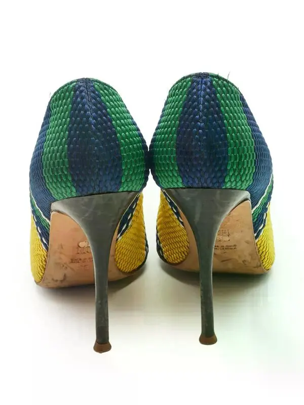 Carolina Herrera Woven Stripe Pointed Pumps