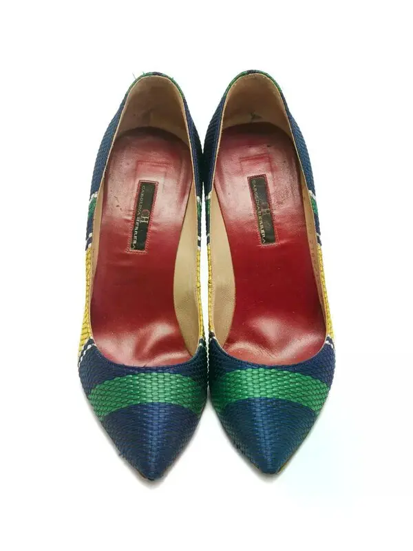Carolina Herrera Woven Stripe Pointed Pumps