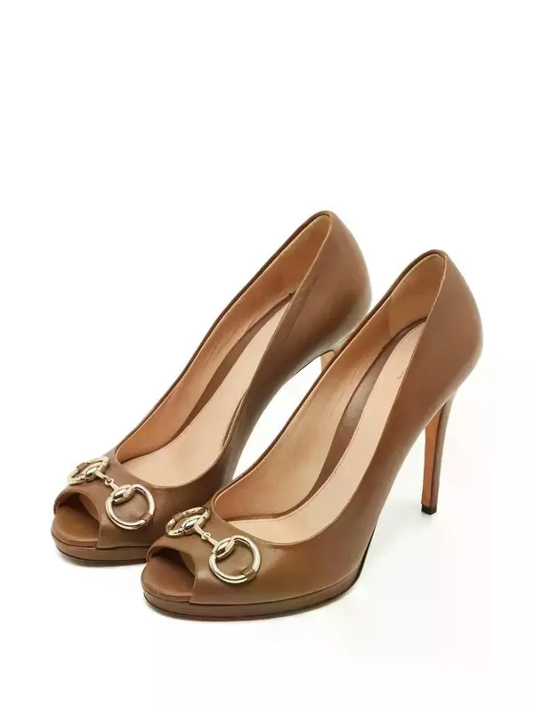 Gucci Horsebit Leather Peep-toe Pumps