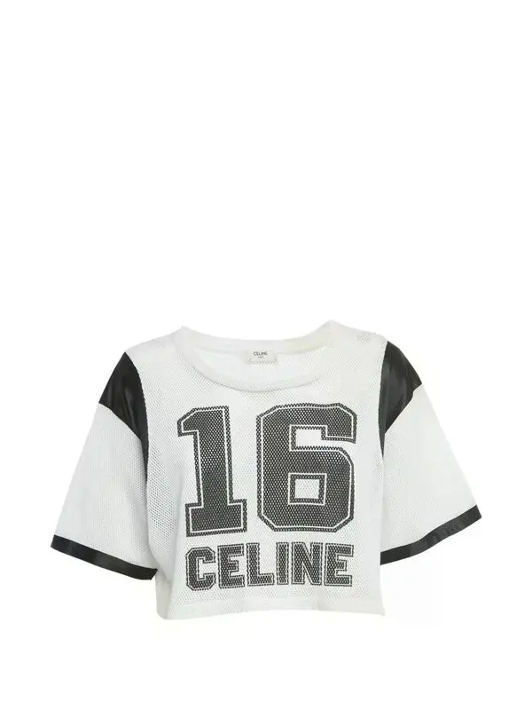 Celine Printed Mesh Crop Top