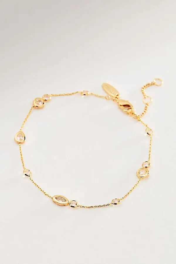 Anthropologie Mixed Crystal Bracelet - Clear & Gold
