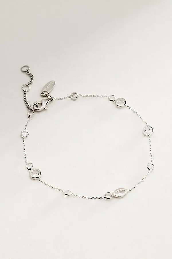 Anthropologie Mixed Crystal Bracelet - Clear & Silver