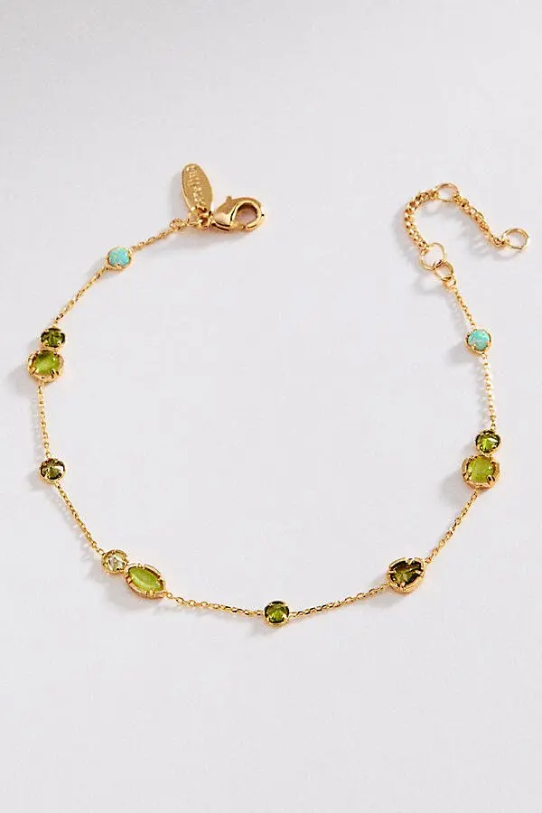 Anthropologie Mixed Crystal Bracelet - Green