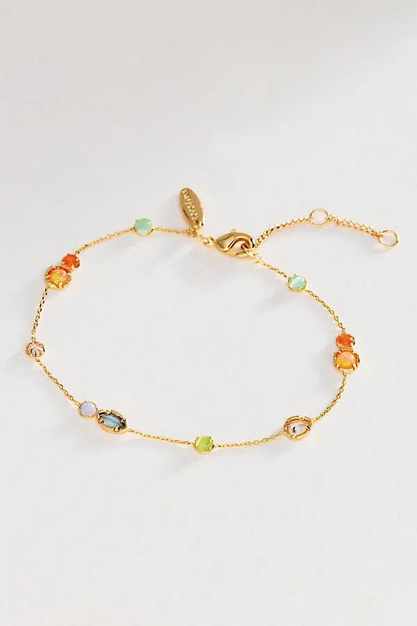 Anthropologie Mixed Crystal Bracelet - Multi & Gold