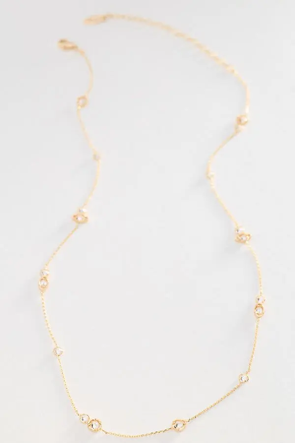 Anthropologie Small Crystal Necklace - Clear & Gold