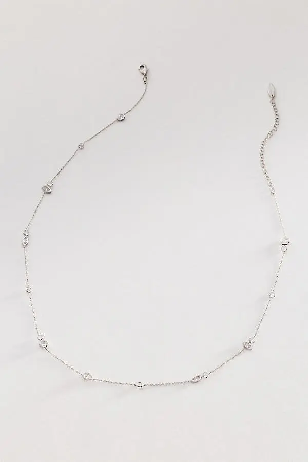 Anthropologie Small Crystal Necklace - Clear & Silver