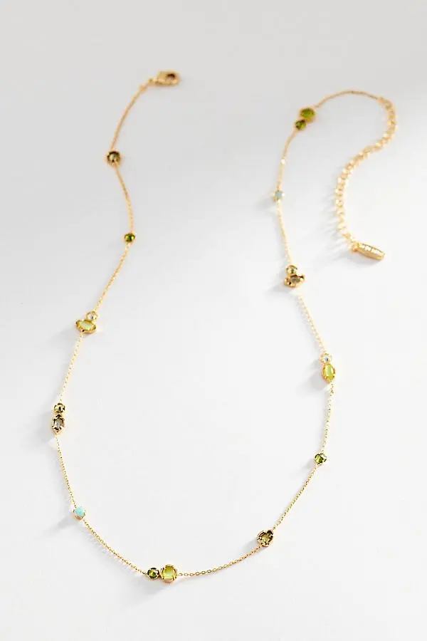 Anthropologie Small Crystal Necklace - Green