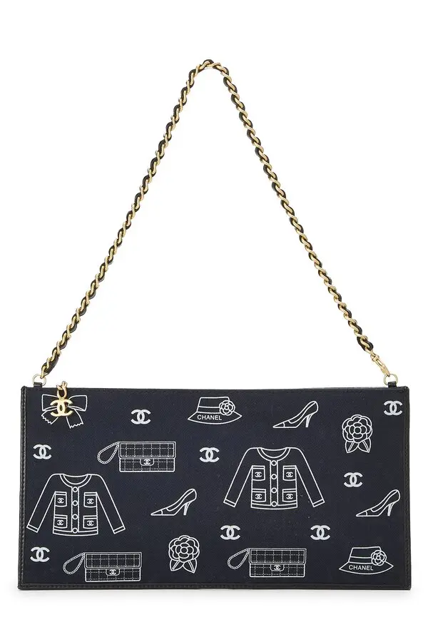 Chanel Icon Print Pouch - Navy