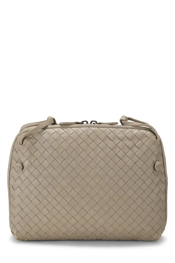 Bottega Veneta Intrecciato Leather Nodini Crossbody Bag - Grey