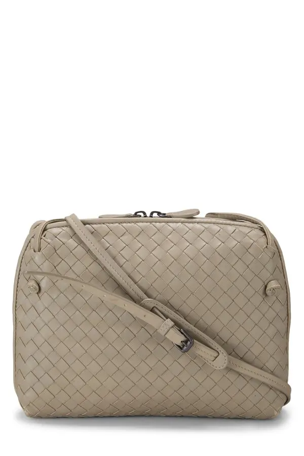 Bottega Veneta Intrecciato Leather Nodini Crossbody Bag - Grey
