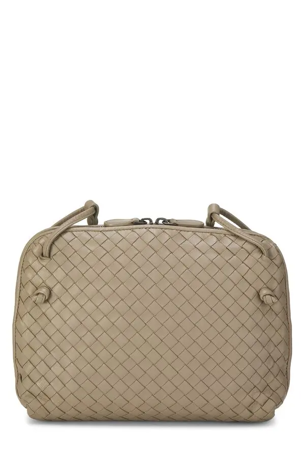 Bottega Veneta Intrecciato Leather Nodini Crossbody Bag - Grey