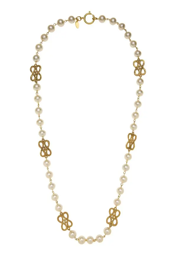 Chanel Faux Pearl Infinity Necklace - Gold