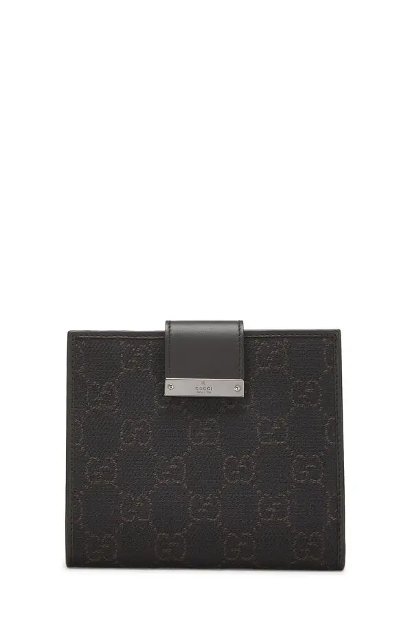 Gucci Brown Gg Canvas Compact Wallet - Black