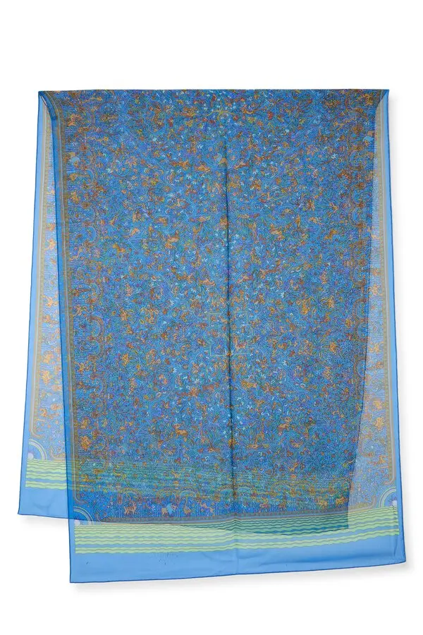 Hermès Les Jardins D'arménie' Silk Shawl - Blue