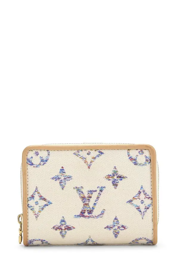 LOUIS VUITTON Beige & Multicolor Monogram Jacquard Lou Wallet - White