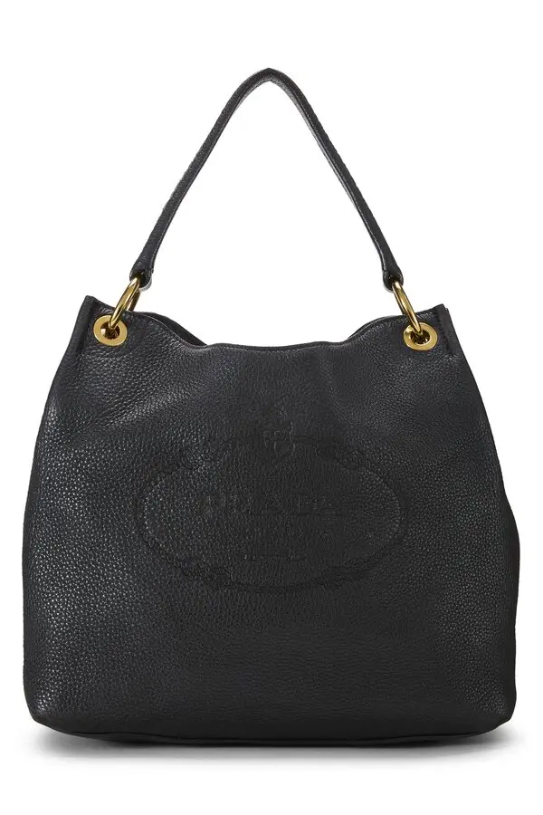 Prada Vitello Daino Embossed Logo Hobo
