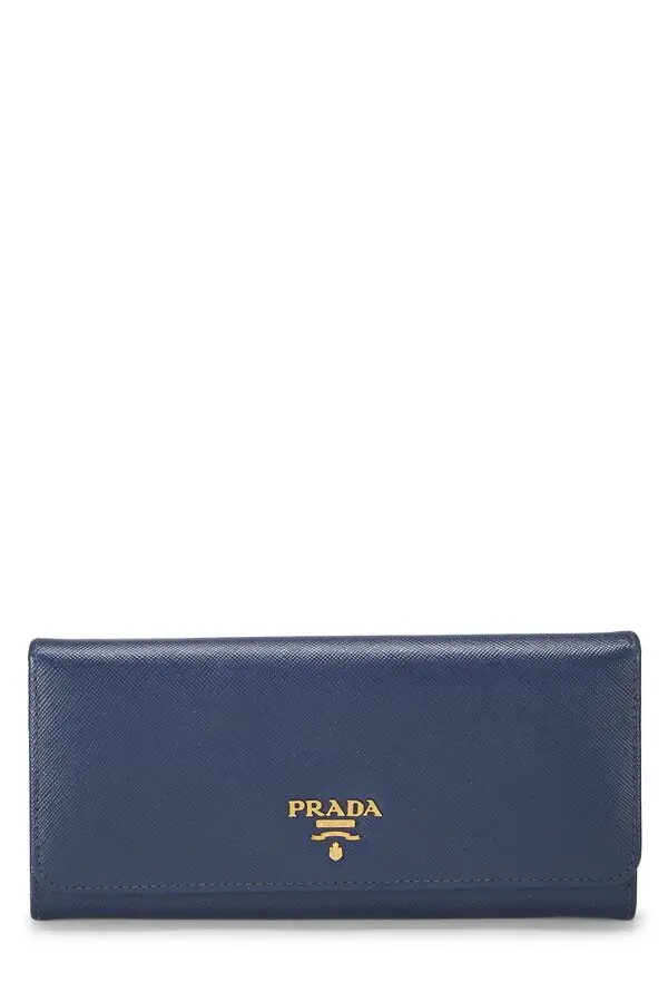 Prada Saffiano Continental Wallet - Blue