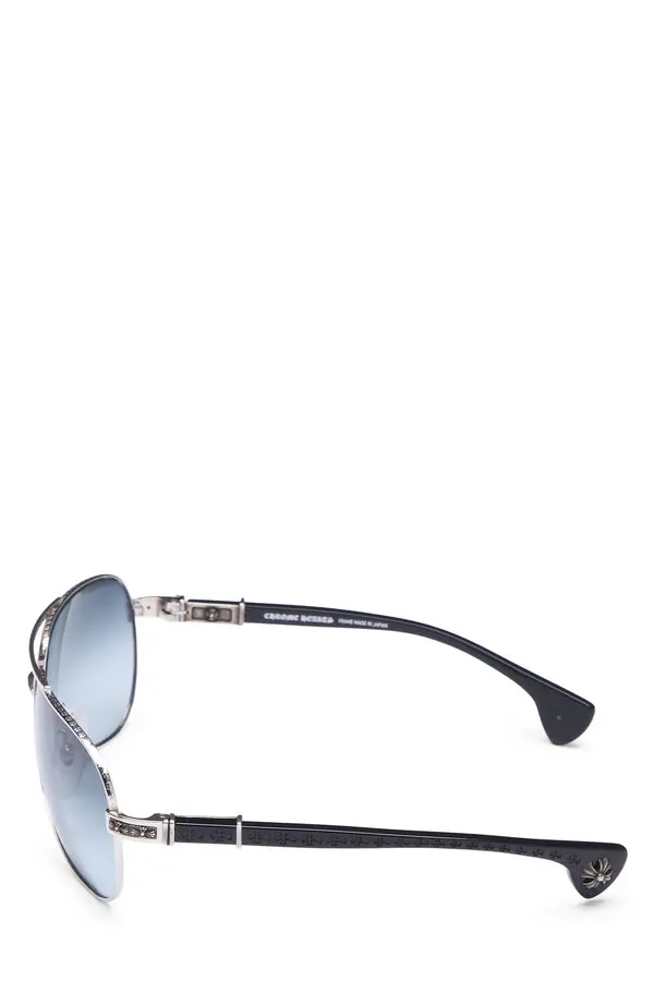 CHROME HEARTS The BEAST III Silver Frame Black Lens Aviator Sunglasses Chrome Hearts Beast BBC Sunglasses – Justin Reed main image 3