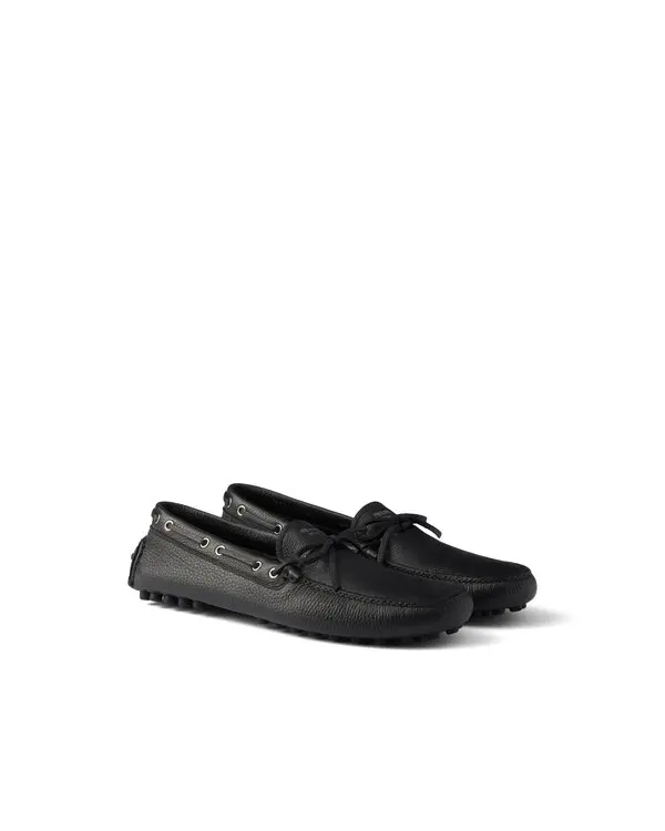 Prada Leather Driving Shoe - Black