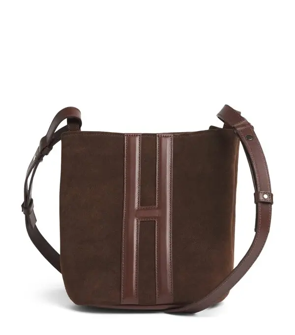Harrods X Tusting Small Suede H Cross-body Bag - Brown