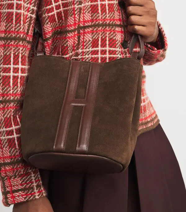 Harrods X Tusting Small Suede H Cross-body Bag - Brown