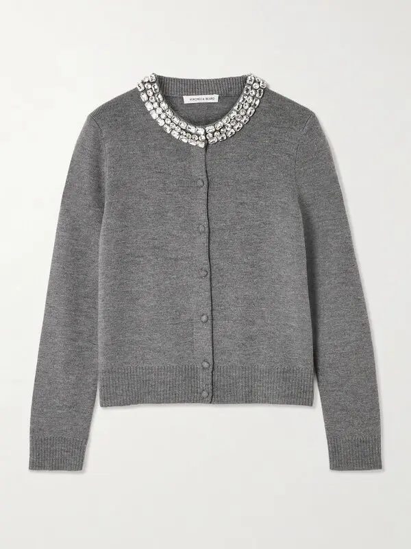 Veronica Beard Daro Crystal-embellished Wool Cardigan