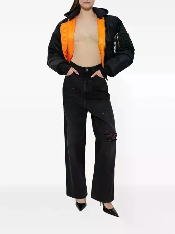 Vetements Paint Splatter Distressed Jeans - Black