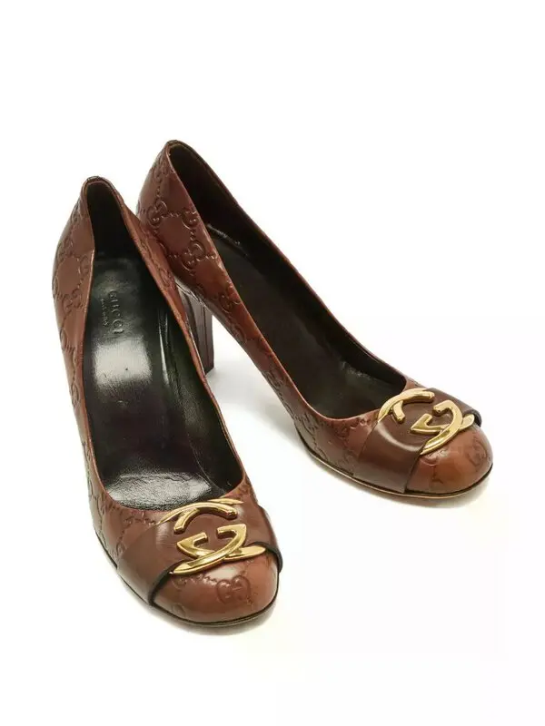 Gucci Interlocking Gg Logo Embossed Leather Pumps
