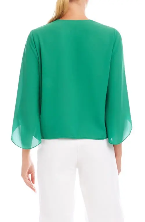Karen Kane Drape Crossover Crepe Top - Green