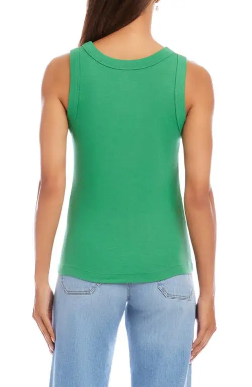 Karen Kane Scoop Neck Rib Tank - Kelly Green