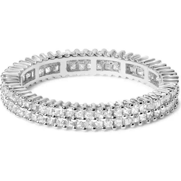 HAUS OF BRILLIANCE 10k Gold 1.0 Cttw Princess Cut Diamond Eternity Band Ring - White