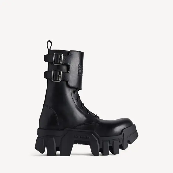 Balenciaga Bulldozer Lace-up Combat Boots - Black