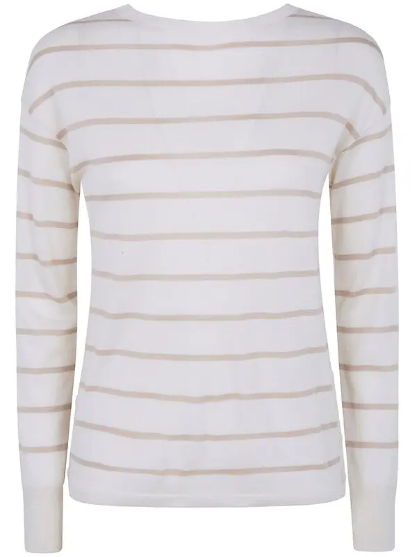 Max Mara Striped Silk Cashmere Sweater - Beige