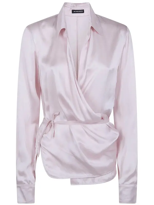 ANN DEMEULEMEESTER Alba Asymmetric Wrap Shirt - Pink
