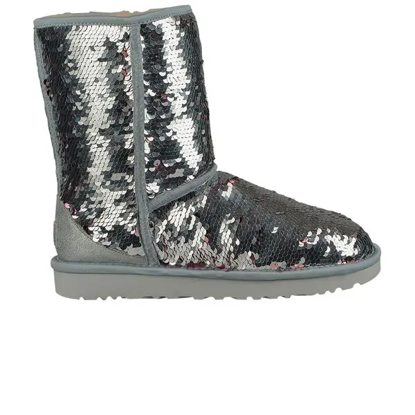 UGG Classic Short Sequin Boots - Silver
