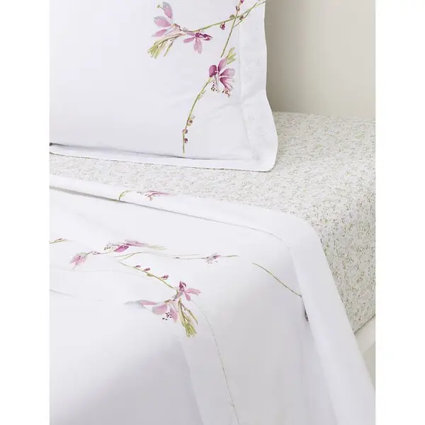 YVES DELORME Gaura Floral Cotton Flat Sheet - Multicoloured