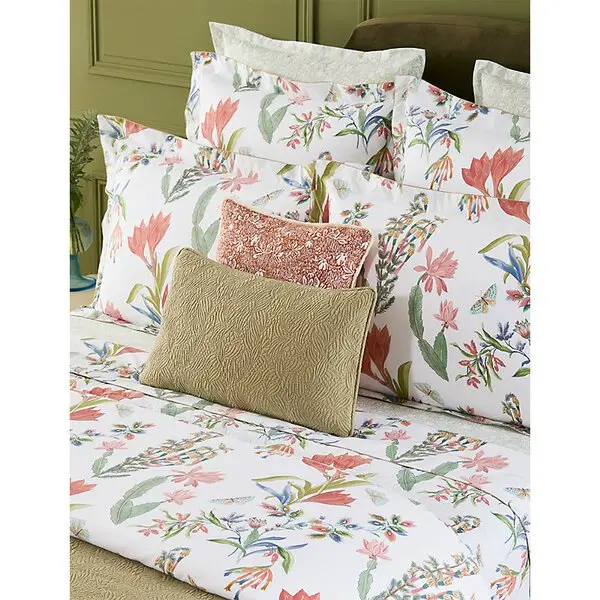 YVES DELORME Floral Cotton Flat Sheet