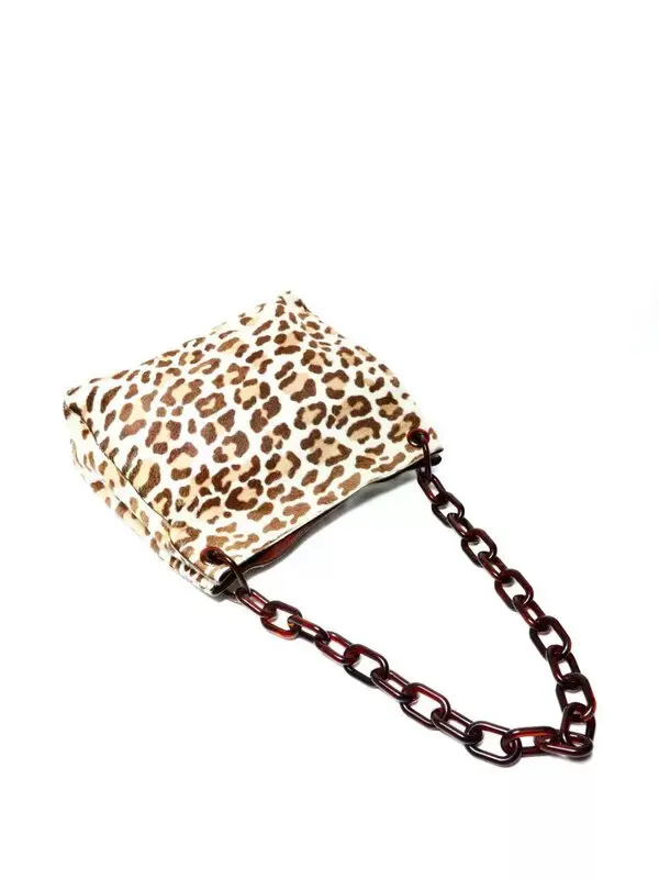 Prada 2000s Leopard-pattern Calf Hair Shoulder Bag