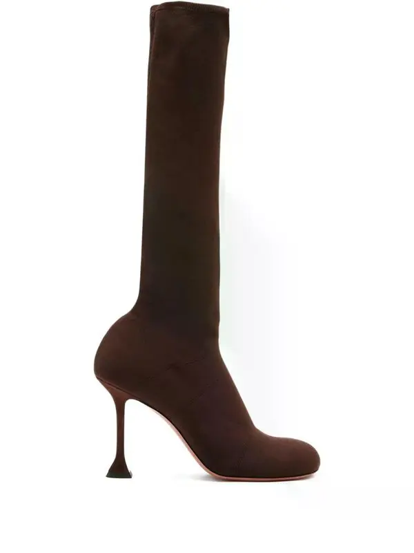 Amina Muaddi 95mm Veneda Stiletto Boots - Brown