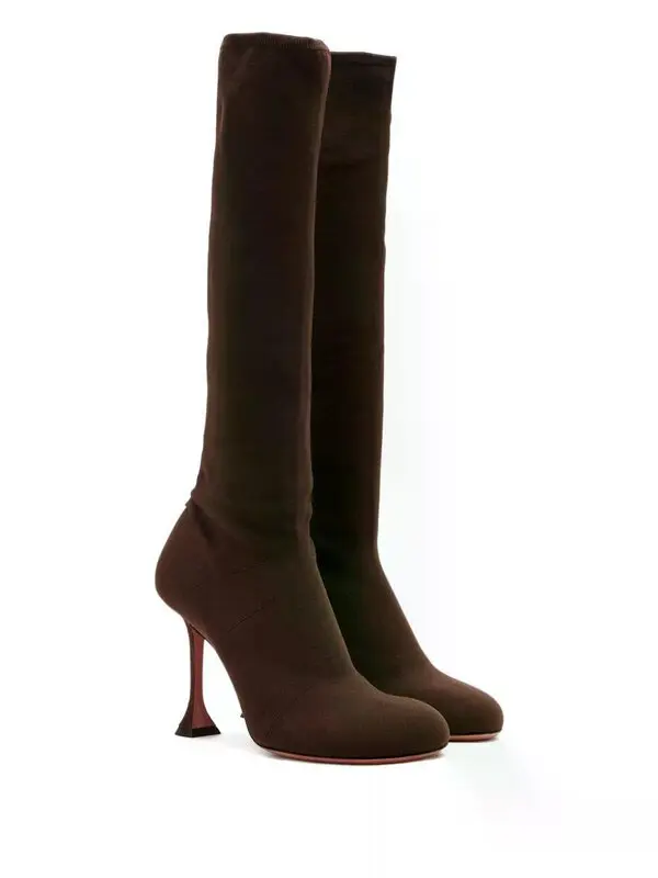 Amina Muaddi 95mm Veneda Stiletto Boots - Brown
