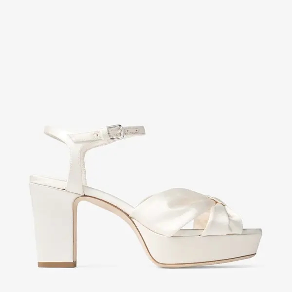 JIMMY CHOO Heloise 80 Satin Sandals - Neutral
