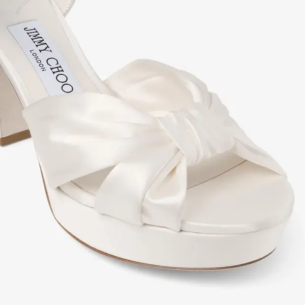 JIMMY CHOO Heloise 80 Satin Sandals - Neutral