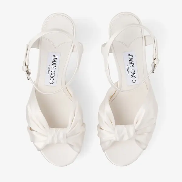 JIMMY CHOO Heloise 80 Satin Sandals - Neutral