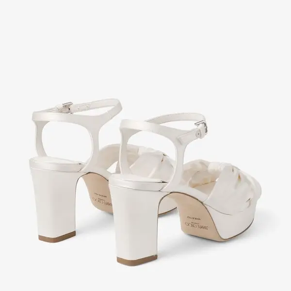 JIMMY CHOO Heloise 80 Satin Sandals - Neutral
